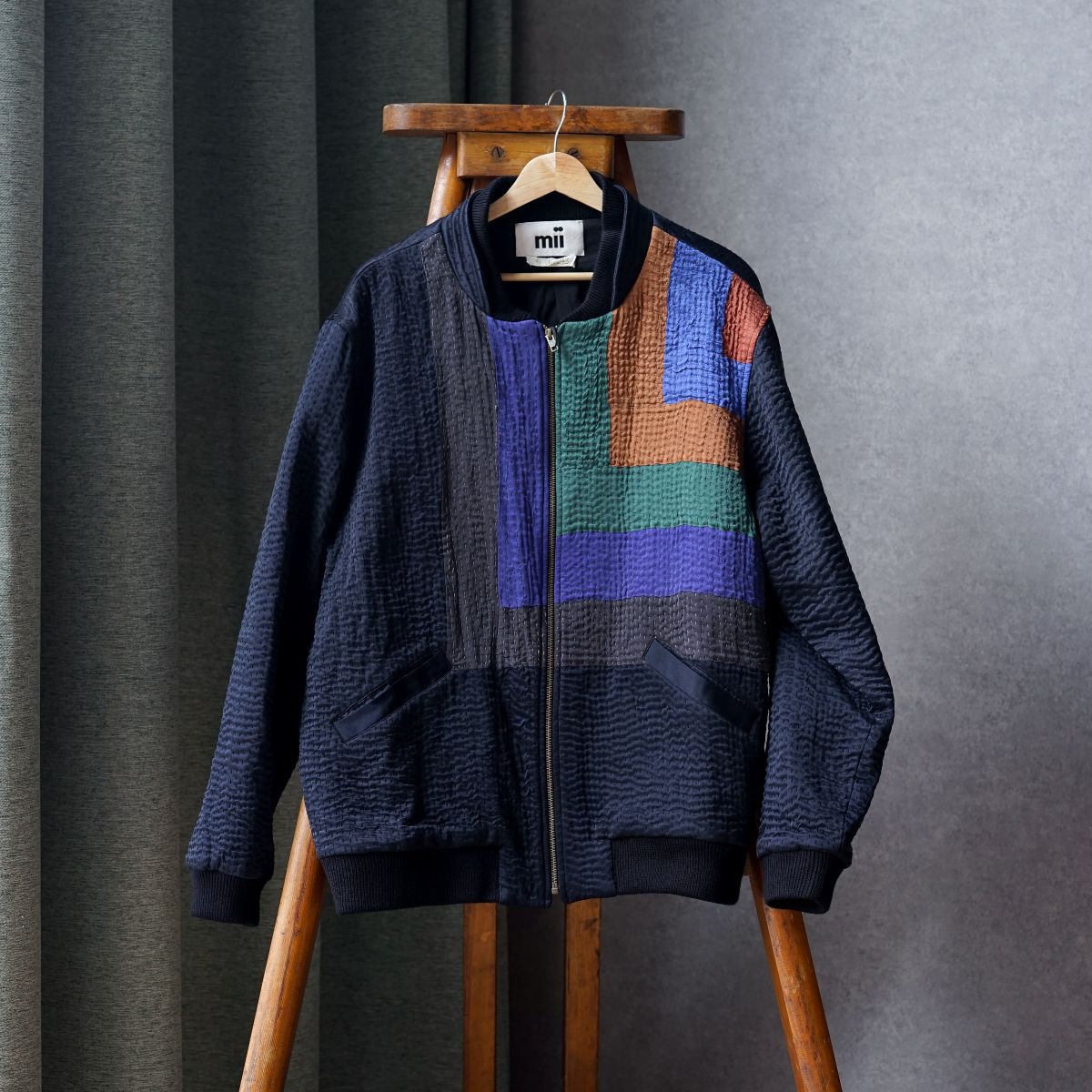 BRUNO SILK PATCHWORK BOMBER JACKET【Mii】 – &INDUSTRY